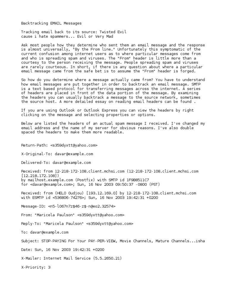 Backtracking EMAIL Messages | PDF