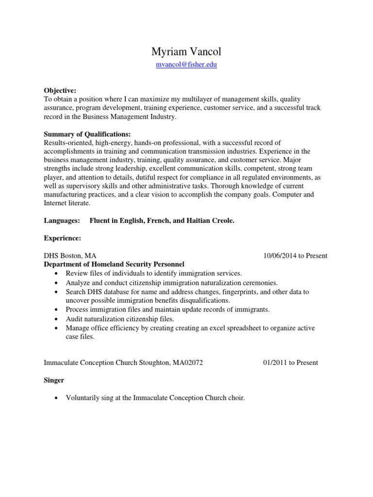 Myriam Vancols Resume Eportfolio | PDF