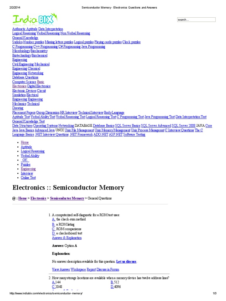 Semiconductor Memory Pdf Random Access Memory Read Only Memory