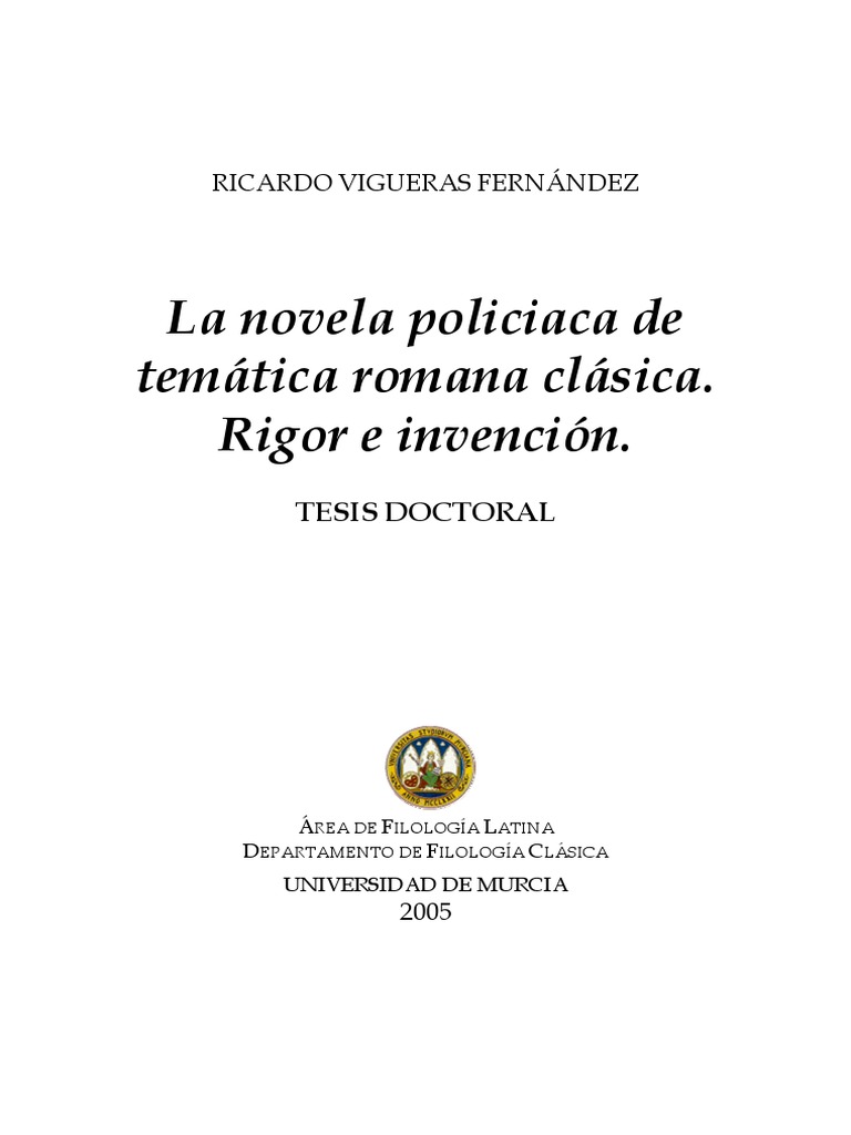 La Novela Policiaca Ade Temática Romana Clásica | PDF