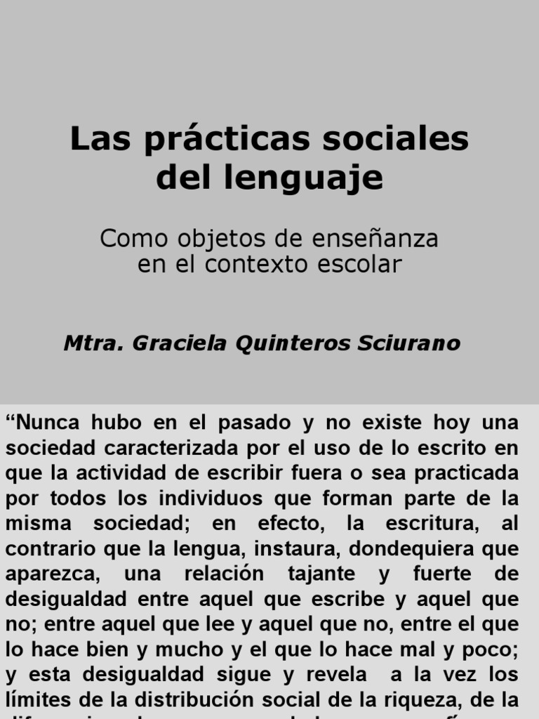 Las prácticas sociales del lenguaje