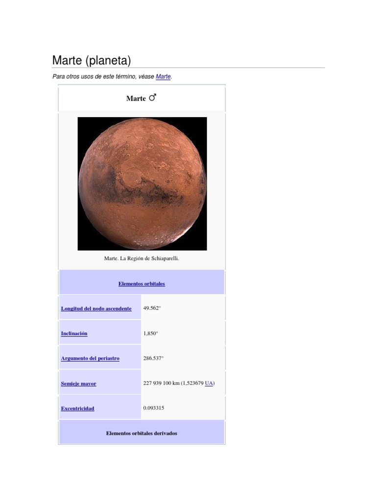 Marte El Planeta Rojo | PDF | Marte | Vida en Marte