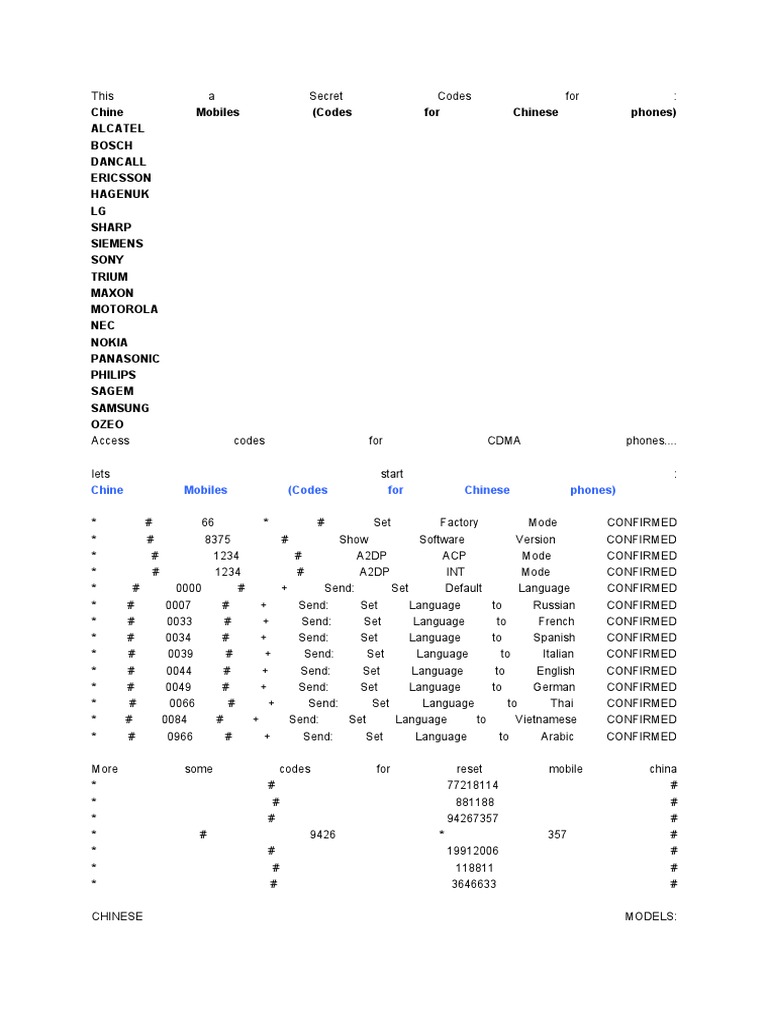 Secret Codes For Phone | PDF | Mobile Technology | Mobile ...