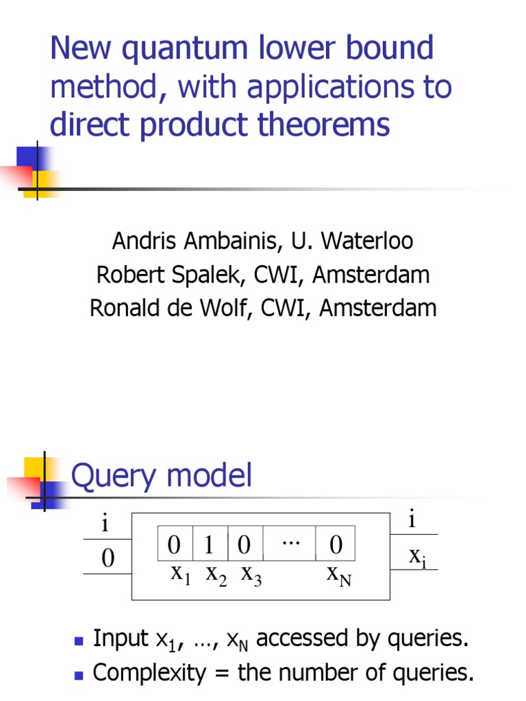 New Quantum Lower Bound Method, With Applications To Direct Product Theorems | PDF | Time ...