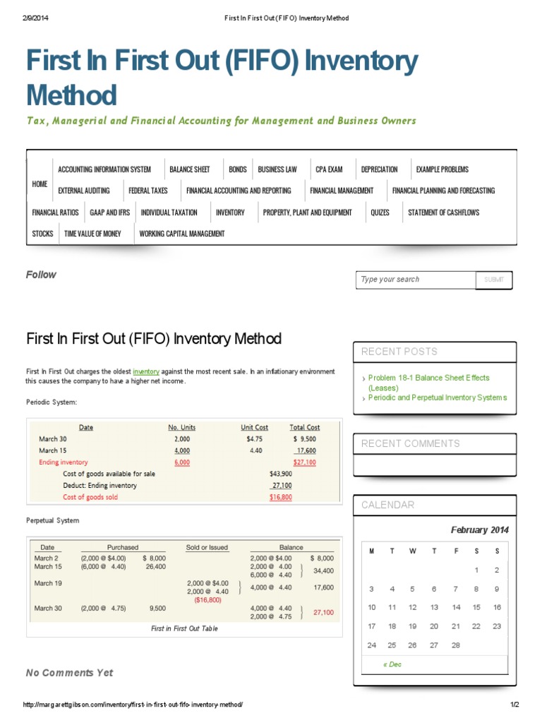 First in First Out (FIFO) Inventory Method | PDF