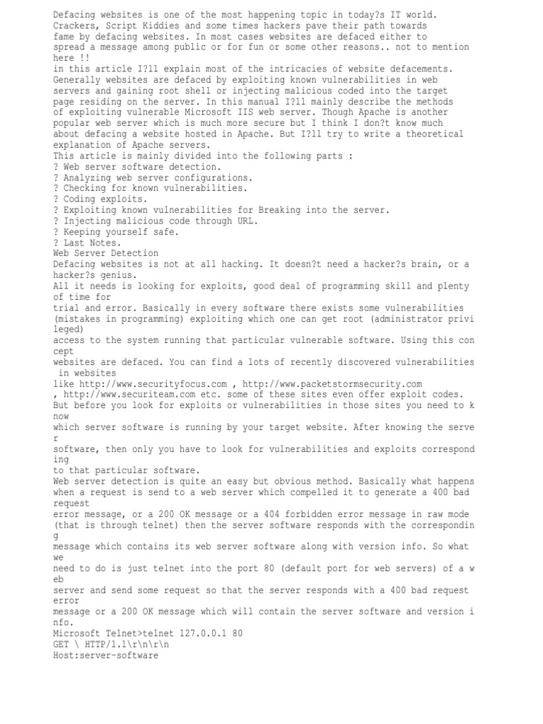 Defacing Website | PDF | Hypertext Transfer Protocol | Web Server