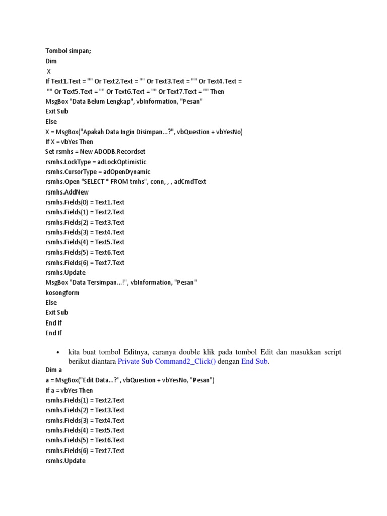 Implementasi Tombol Edit Data | PDF