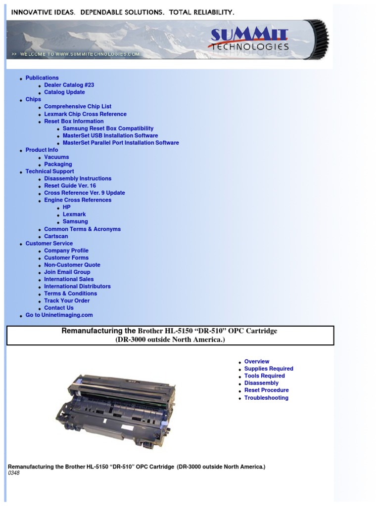 Brother HL5150 DR510 OPC Summit Web | PDF | Printer (Computing ...