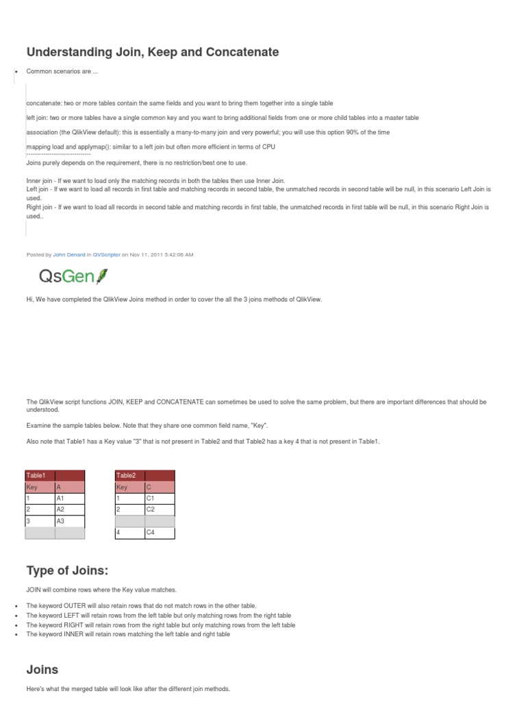 QlikView Joins: Types and Usage Guide | PDF | Computer Data | Data ...