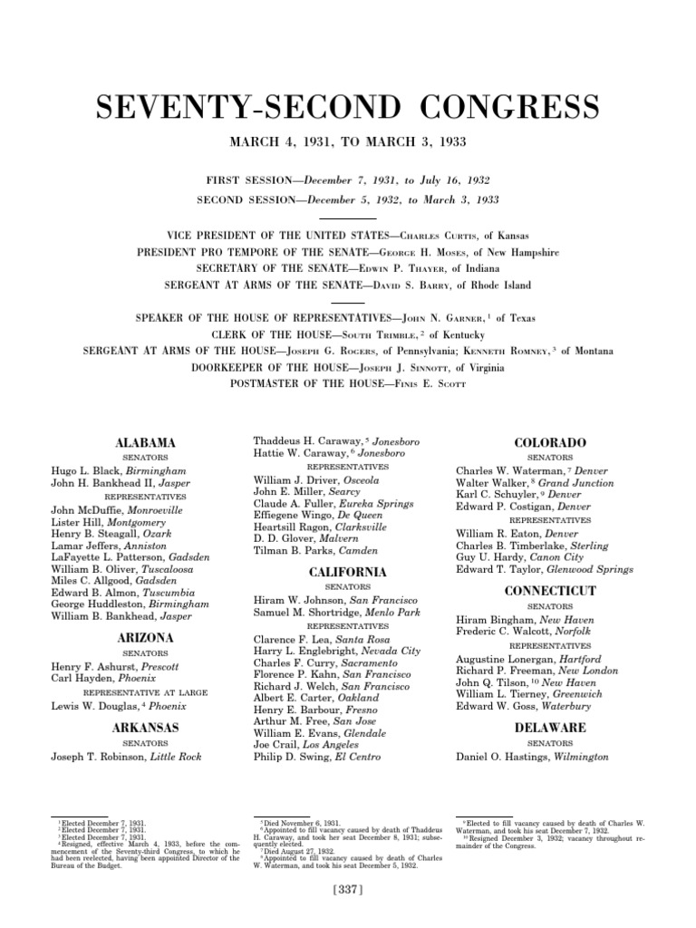 72 Congress United States | PDF