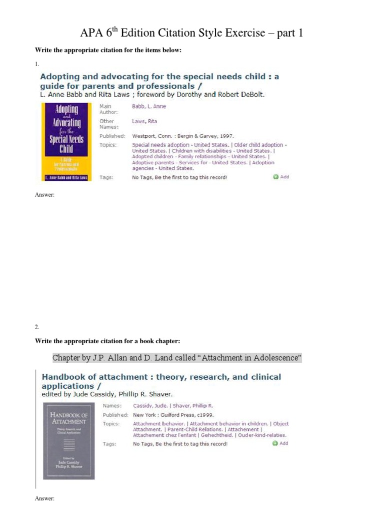 APA CitationExercise June26 2010 | PDF | Digital Object Identifier | Citation