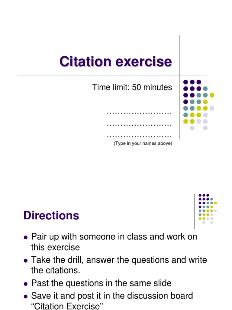 Citation Exercise | PDF | Citation