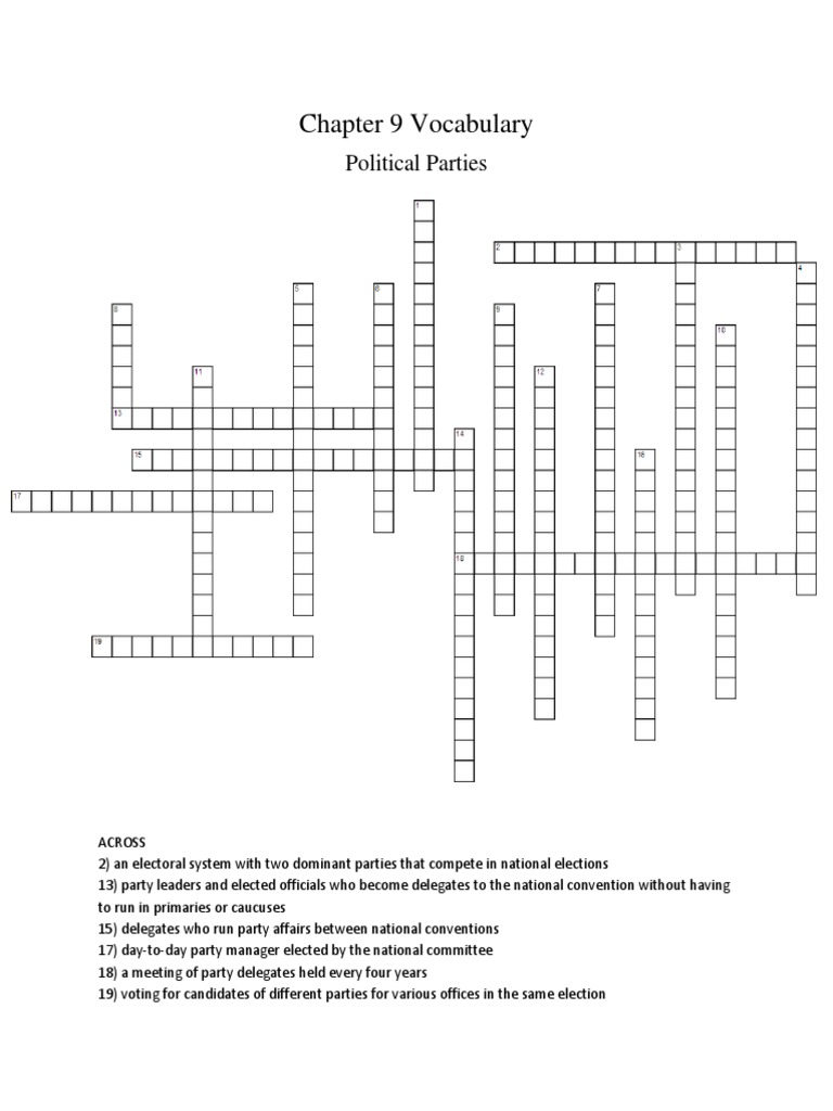 Chapter 9 Vocabulary Crossword | PDF | Politics