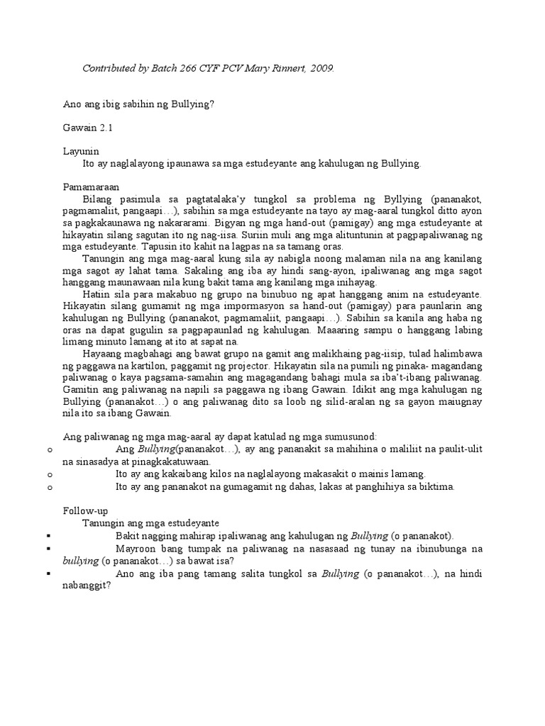 Bullying (In Filipino) | PDF