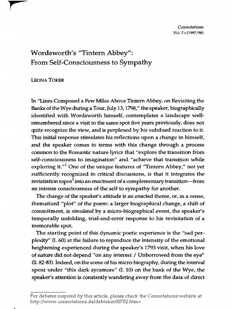 William Wordsworth's Tintern Abbey | PDF | William Wordsworth | David Hume