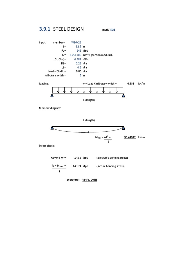 Structural Steel Design For Simple Beam | PDF