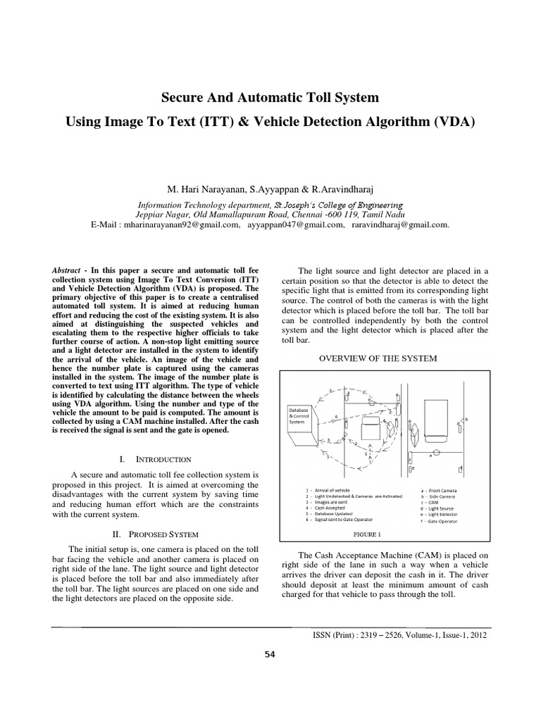 Automated Toll Collection System Using Image Recognition and Vehicle ...