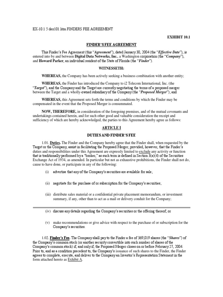 Finder's Fee Agreement Overview | PDF | Grammatical Gender ...