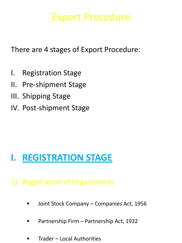 Export Procedure | Customs | Exports