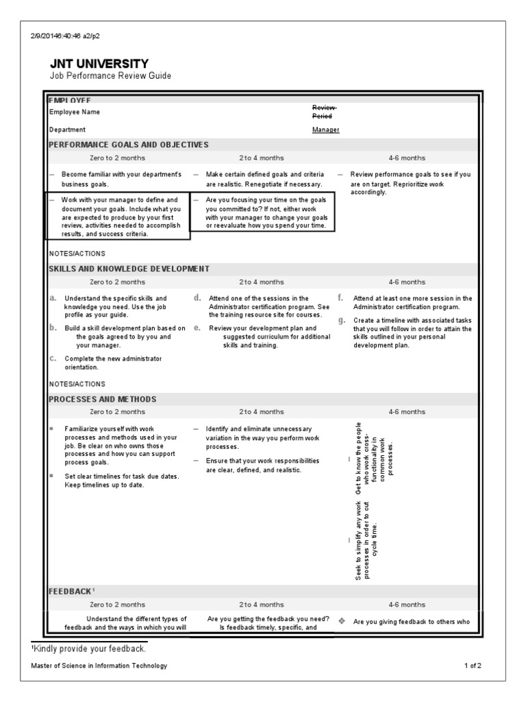 JNT University: Job Performance Review Guide | PDF | Systems Psychology ...