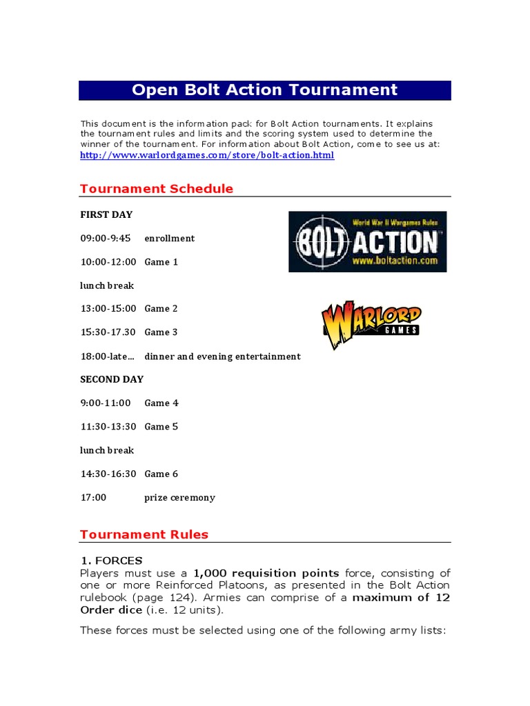 Bolt Action - Tournament Rules | PDF | Military Science | Military