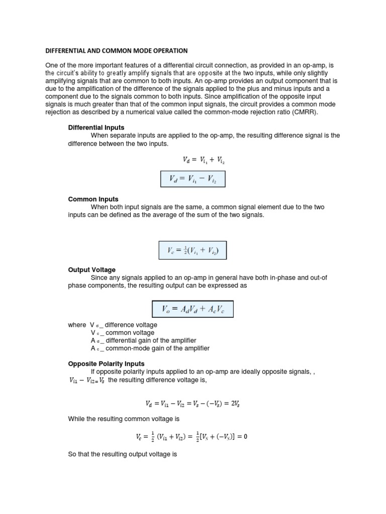 Understanding the Key Characteristics and Operation of Differential and ...