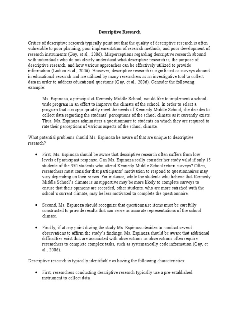 Descriptive Research | PDF | Survey Methodology | Cohort Study