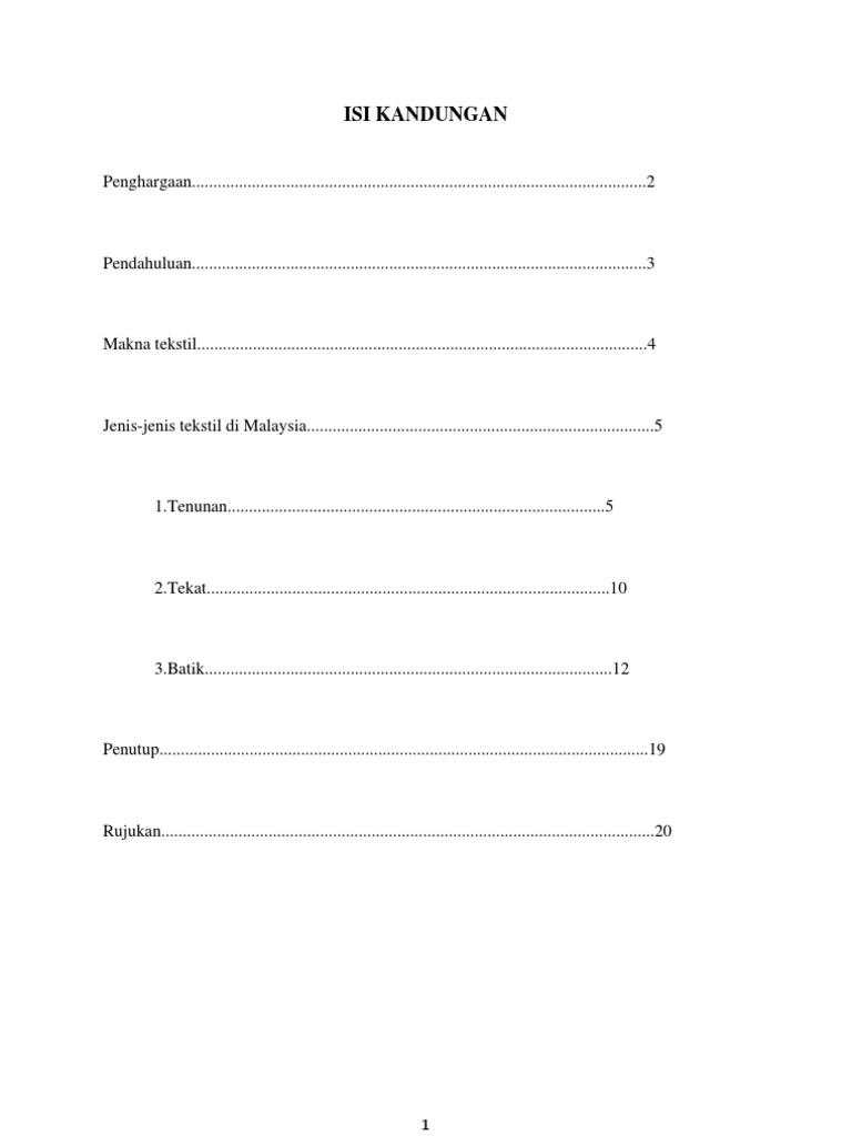 Seni Tekstil Dan Contoh Tekstil Di Malaysia | PDF | Griya & Taman ...