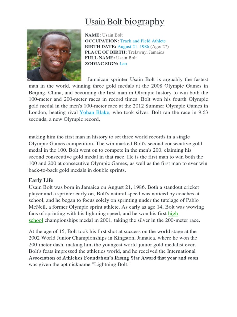 Usain Bolt | PDF | Multi Sport Events | Sports