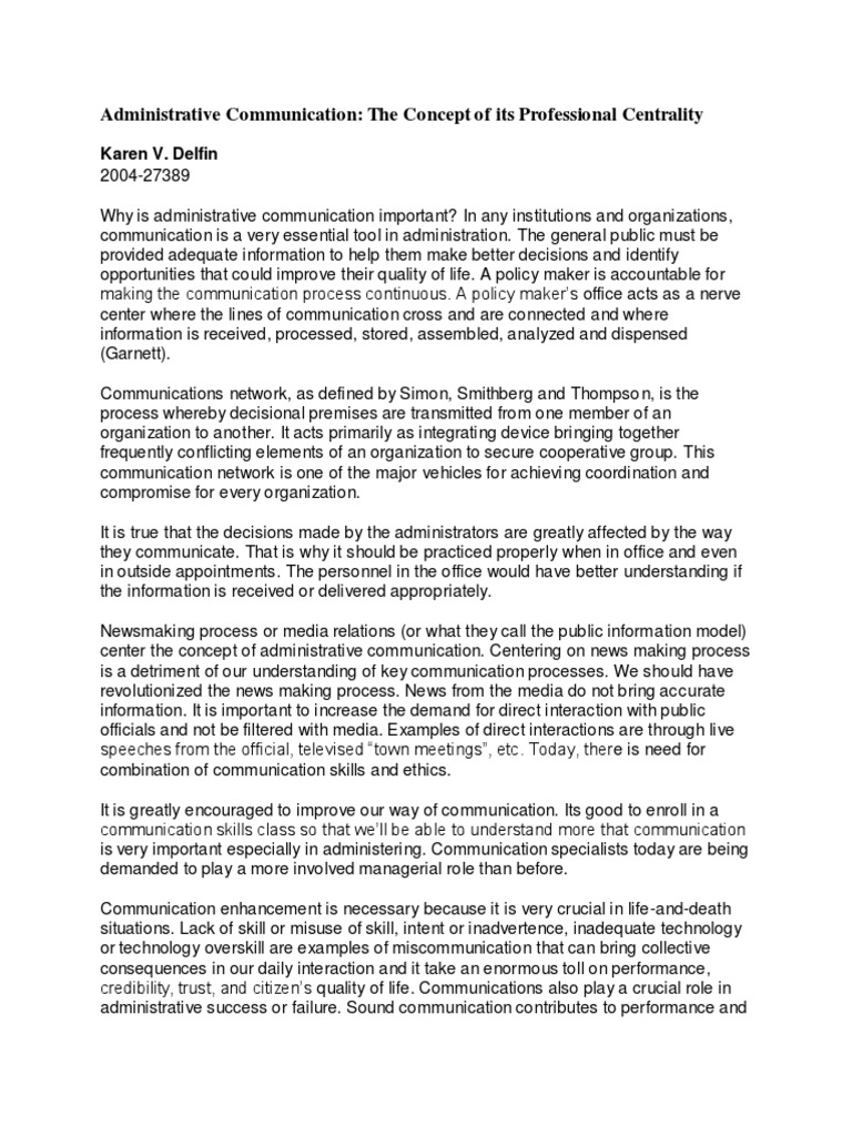 Administrative Communication | PDF | Mass Media | Public Administration