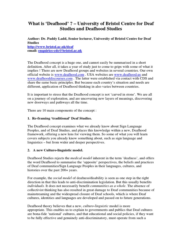 What Is Deafhood' | PDF | Hearing Loss | Sign Language