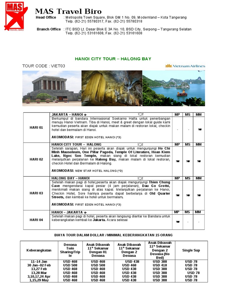 4d3n Hanoi-Halong Bay Delight Tour | PDF | Games & Activities | Computers