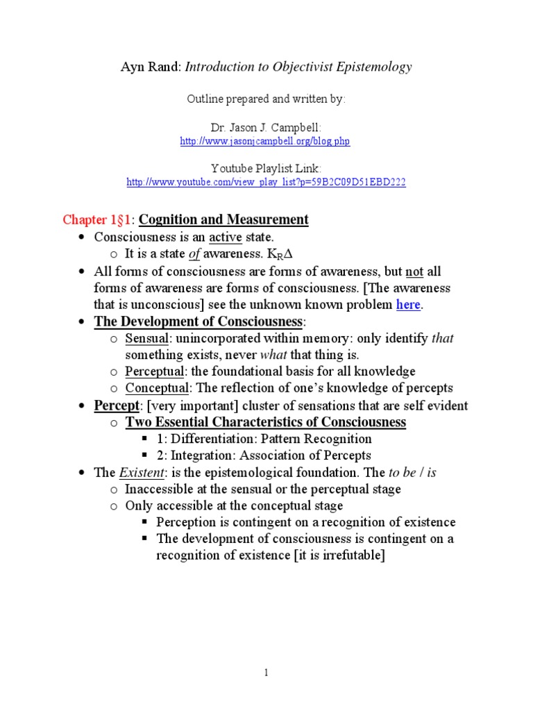 Ayn Rand Objectivist Epistemology | PDF | Objectivism (Ayn Rand ...