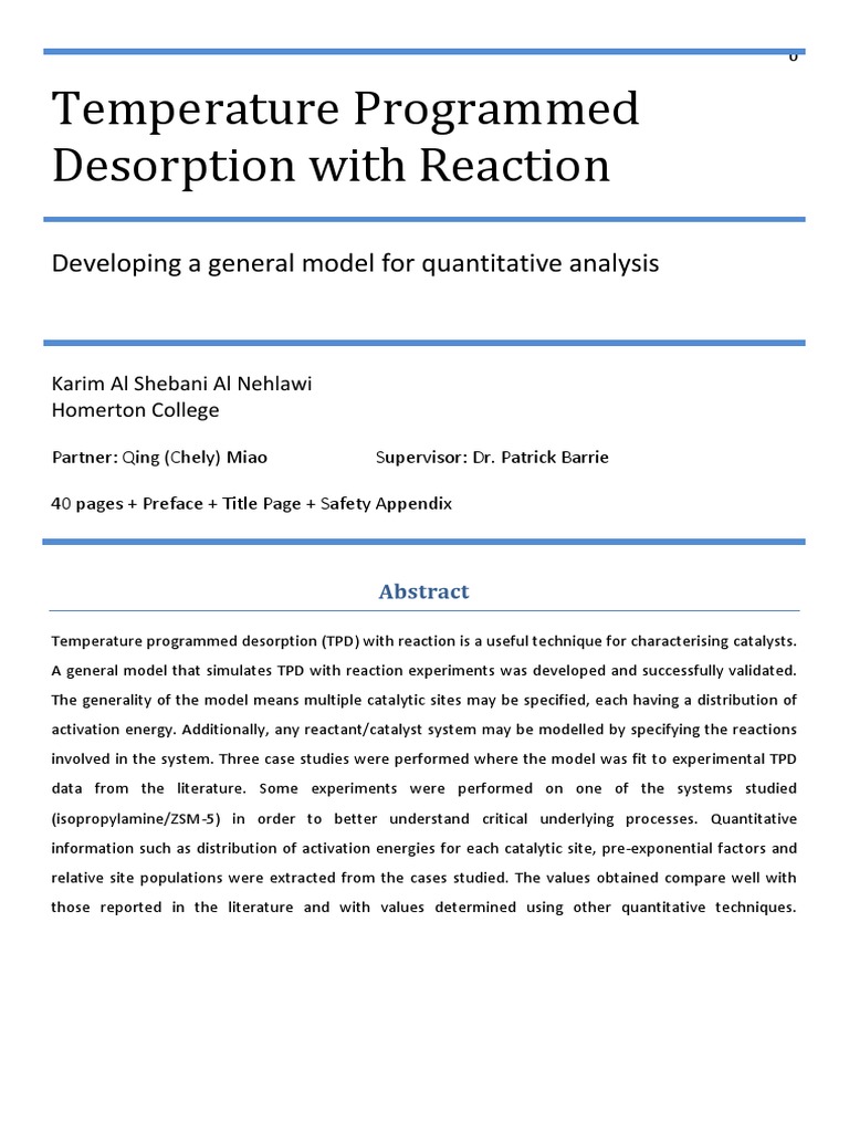 Temperature Programmed Desorption With Reaction | PDF | Adsorption ...