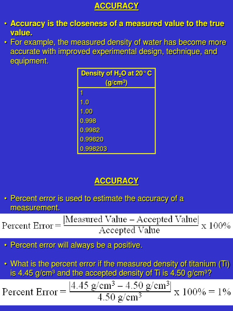 Accuracy Is The Closeness of A Measured Value To The True - For Example ...
