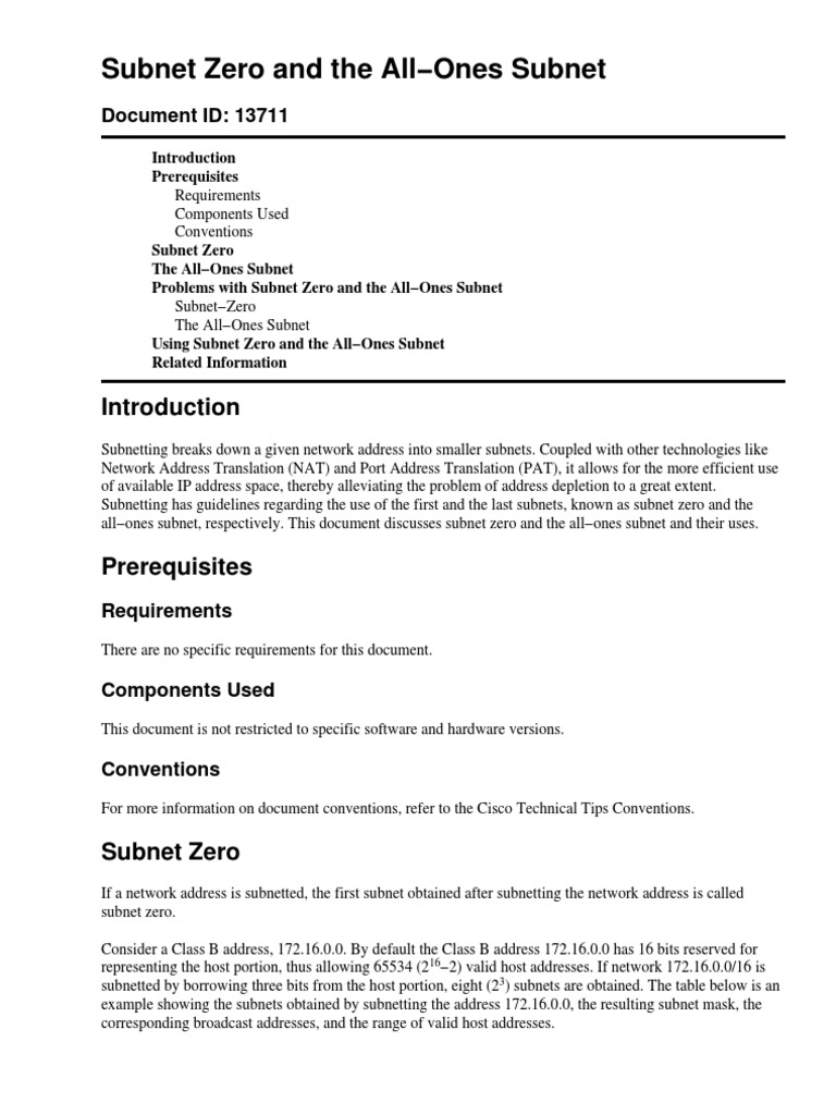 Subnet Zero and The All-Ones Subnet | PDF