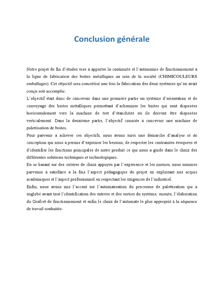 Conclusion Générale | PDF | Ordinateurs | Technologie et ingénierie