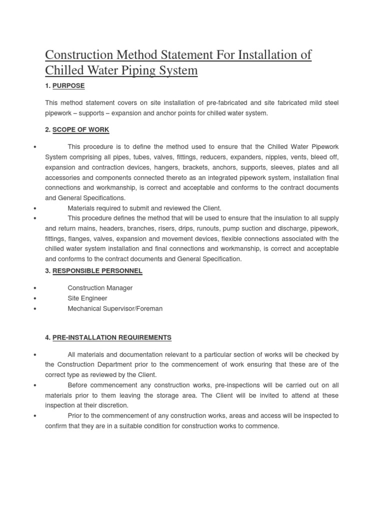 Chilled Water Piping Installation Method | PDF | Pipe (Fluid Conveyance ...