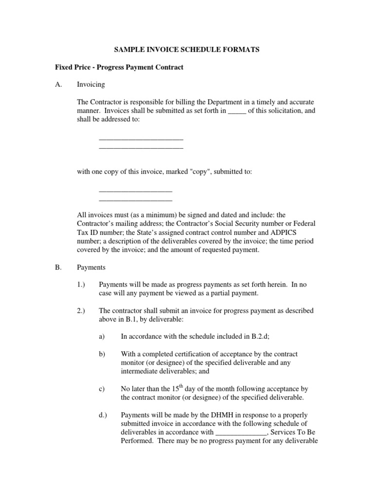 Invoice Schedule and Payment Terms | PDF | Invoice | Accounts Payable