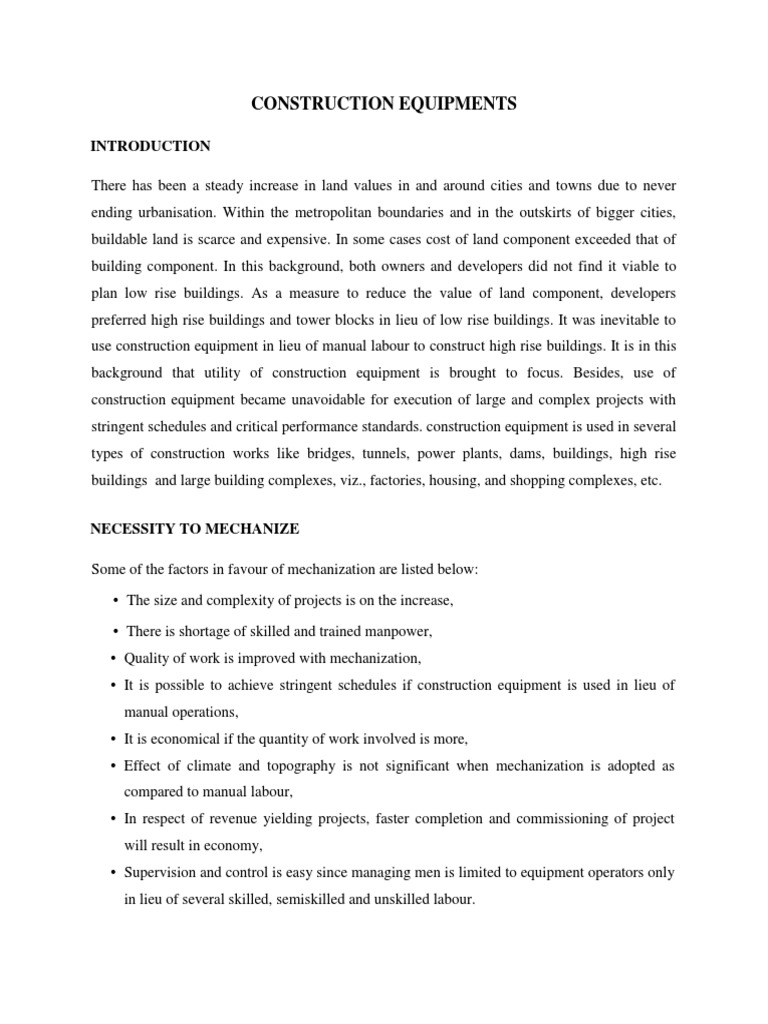 Construction Equipments | PDF | Crane (Machine) | Heavy Equipment