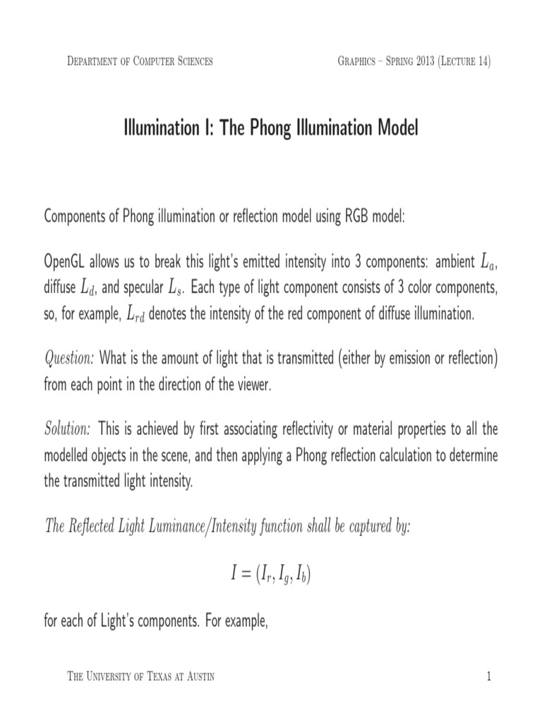 The Phong Illumination Model | PDF