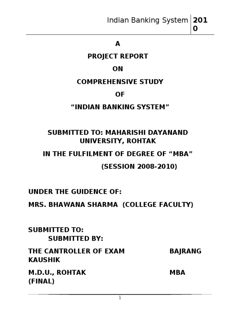 Project On Indian Banking System PDF | PDF | Banks | Loans