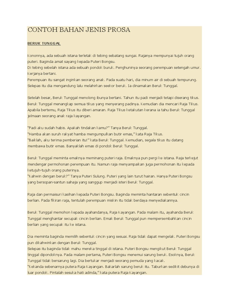 Contoh Bahan Jenis Prosa | PDF