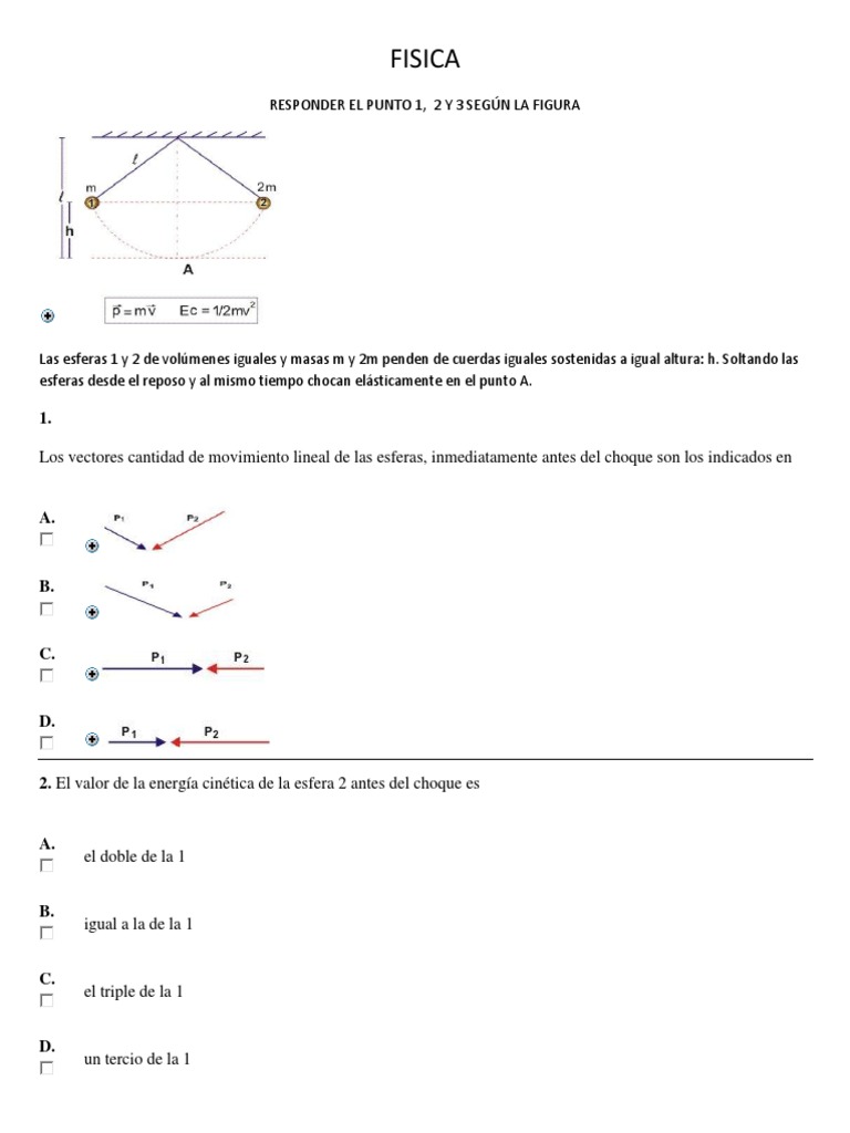 Pruebas Icfes-Fisica Cuestionario Uno | PDF | Gases | Movimiento (física)