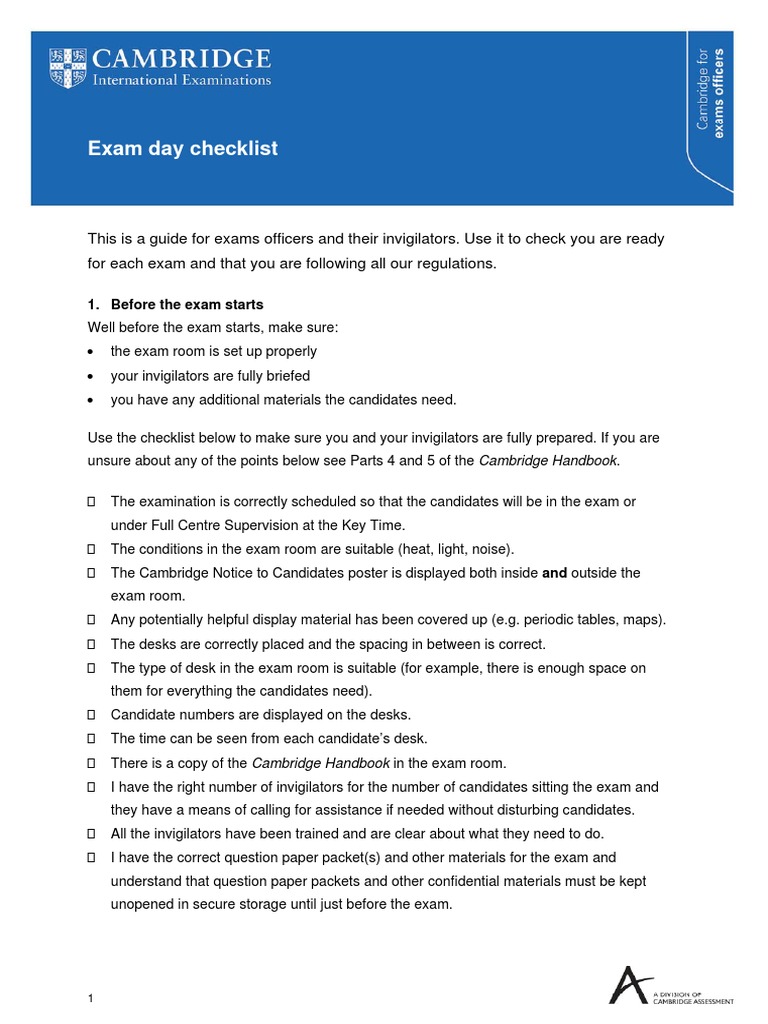 Checklist For Invigilators | PDF | Multiple Choice | University Of ...