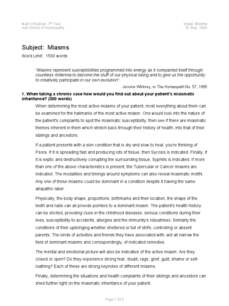 Understanding Miasms in Homeopathy | PDF | Homeopathy | Medicine