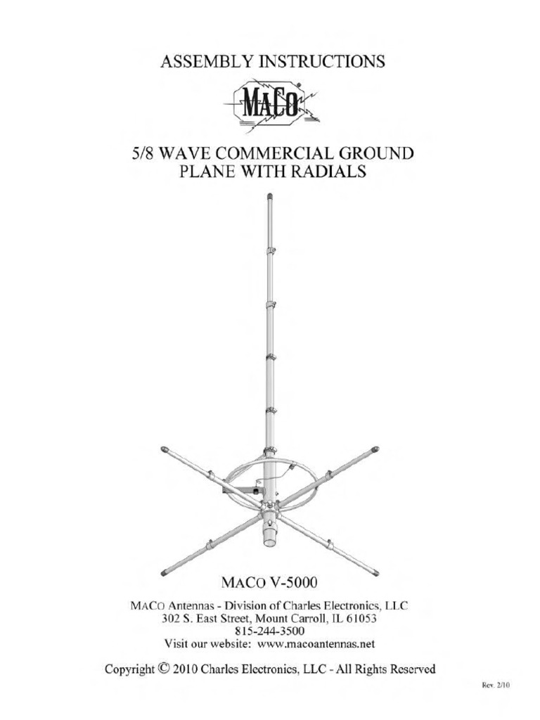 Maco V-5000 Antenna Assembly Guide | PDF | Nut (Hardware) | Screw