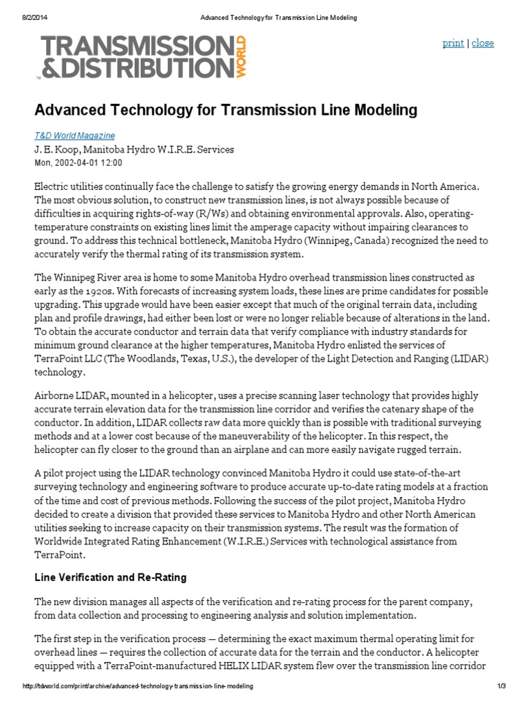 Advanced Technology For Transmission Line Modeling | PDF | Lidar ...