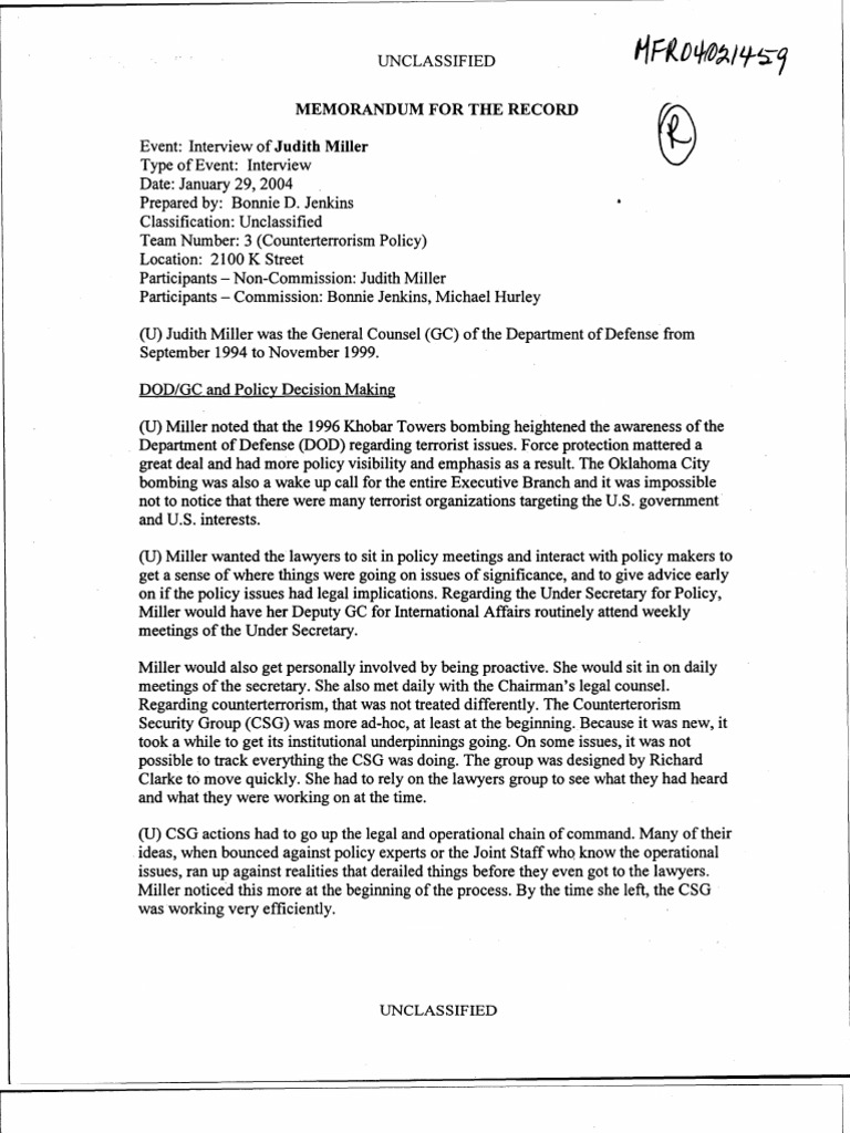 Judith Miller Interview on DOD Counterterrorism | PDF | United States ...