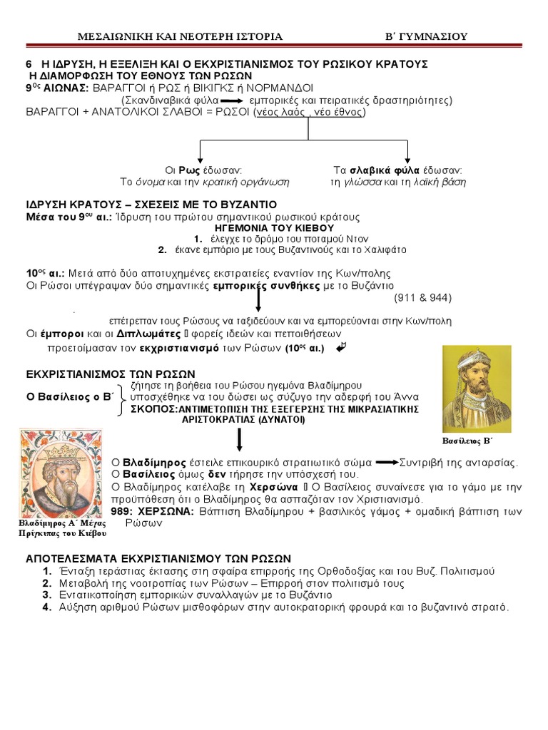 ΚΕΦ Γ Δ.Ε. 6 Η ΙΔΡΥΣΗ, Η ΕΞΕΛΙΞΗ ΚΑΙ Ο ΕΚΧΡΙΣΤΙΑΝΙΣΜΟΣ ΤΟΥ ΡΩΣΙΚΟΥ ...